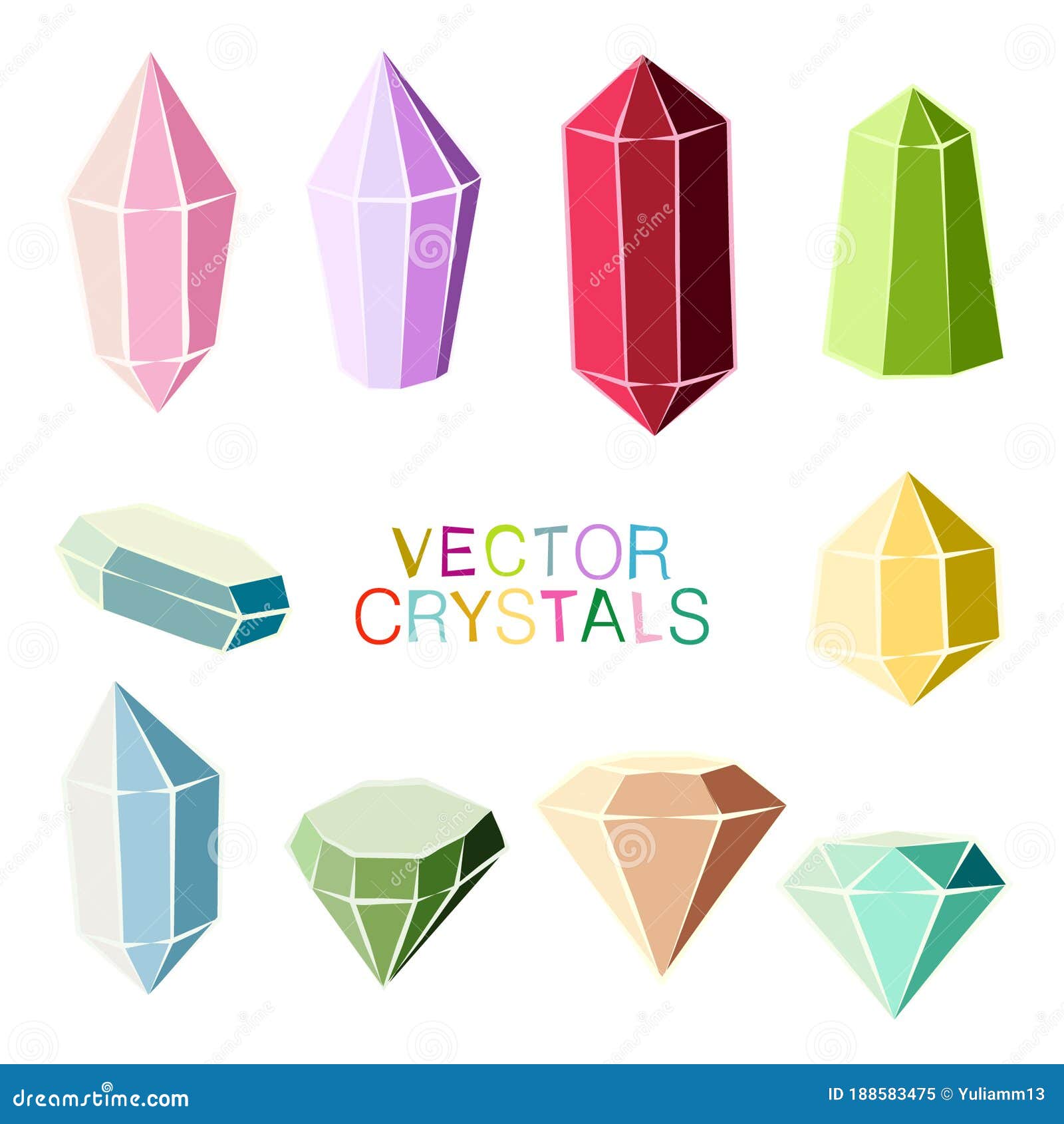 Set of hand-drawn crystals stock vector. Illustration of design - 188583475