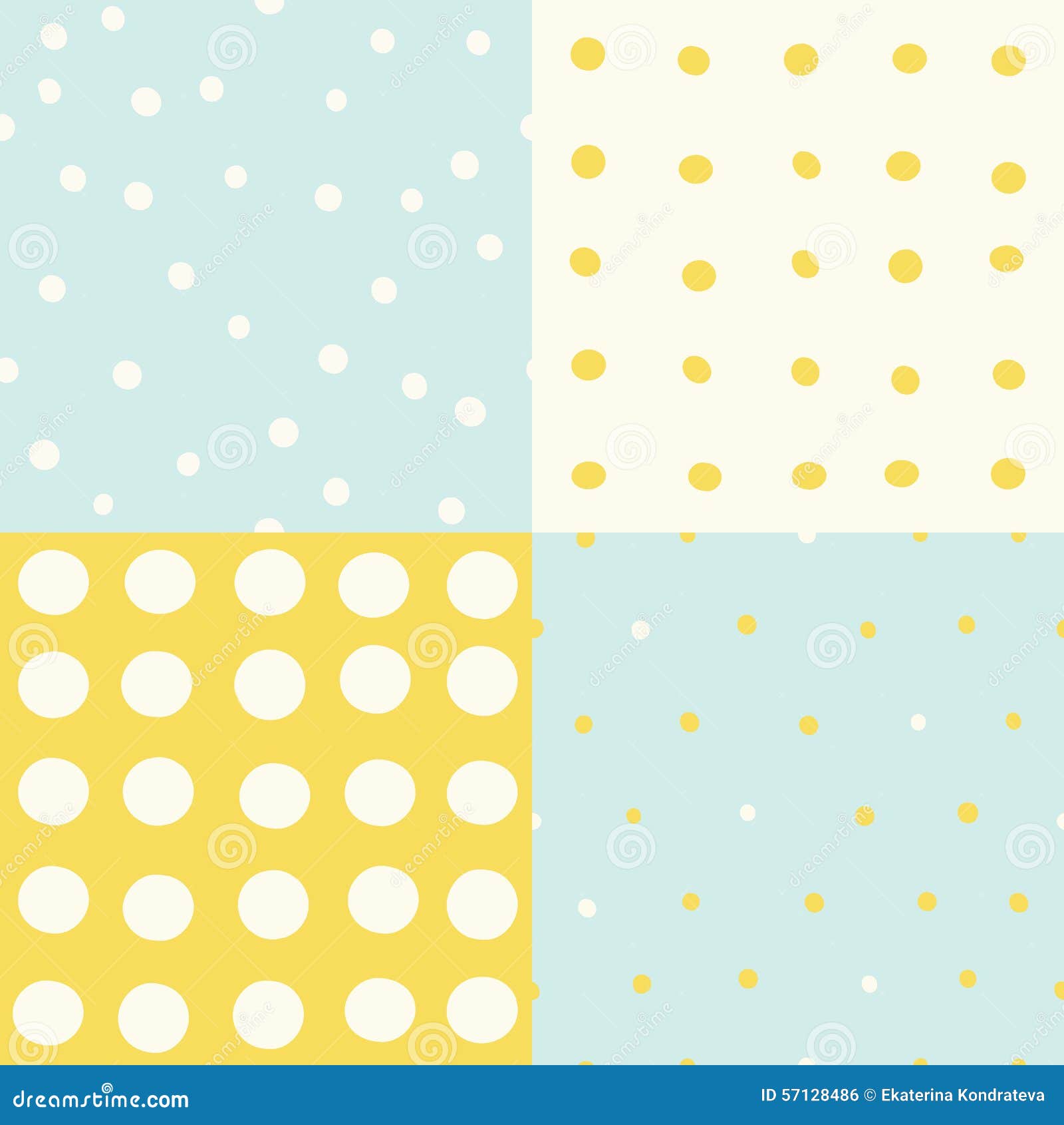 Set of 4 Hand Drawn Cute Seamless Patterns Stock Vector - Illustration ...
