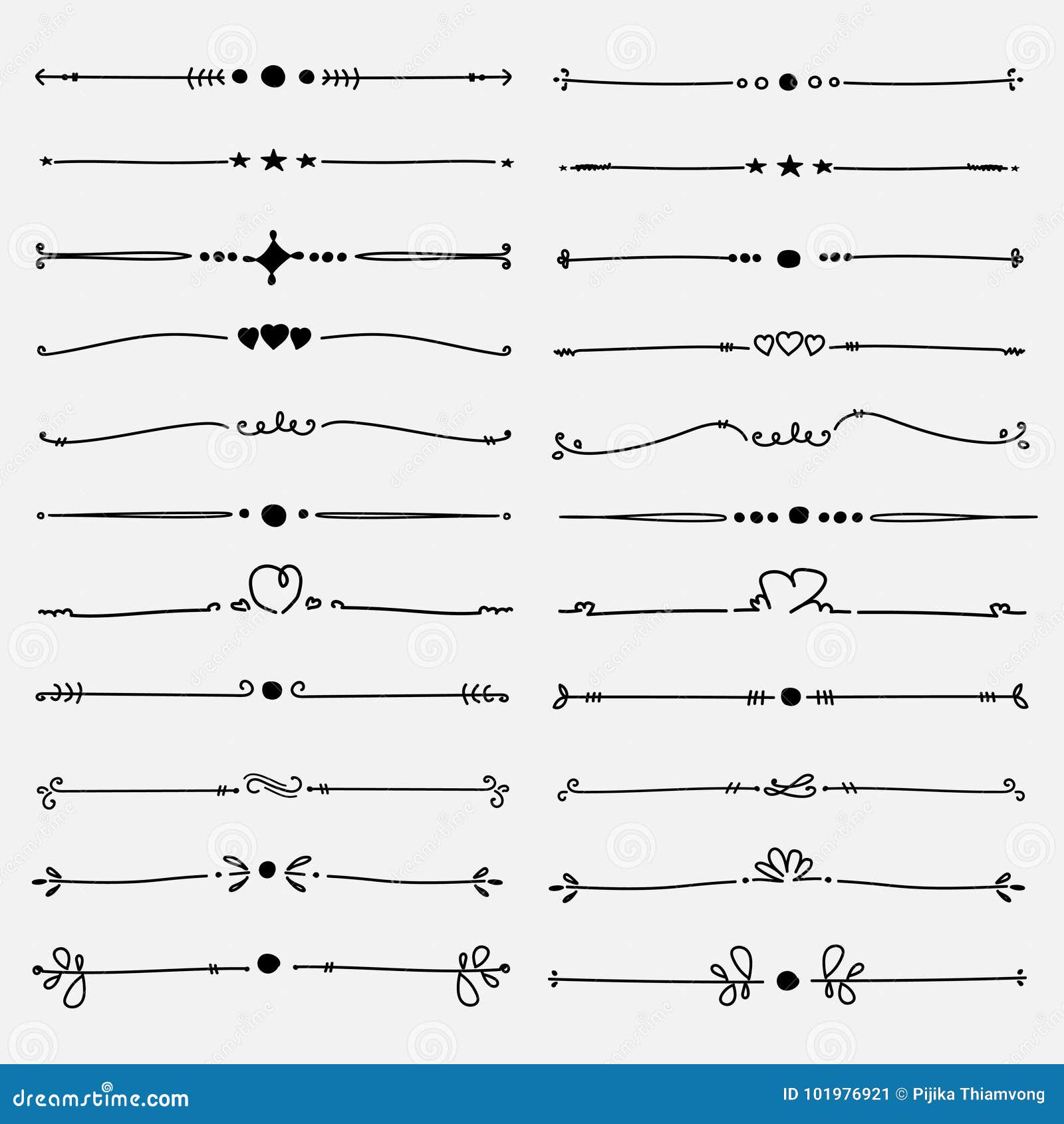 Set of Hand Drawn Decorative Calligraphic Elements for Decoration. Stock Vector - Illustration ...