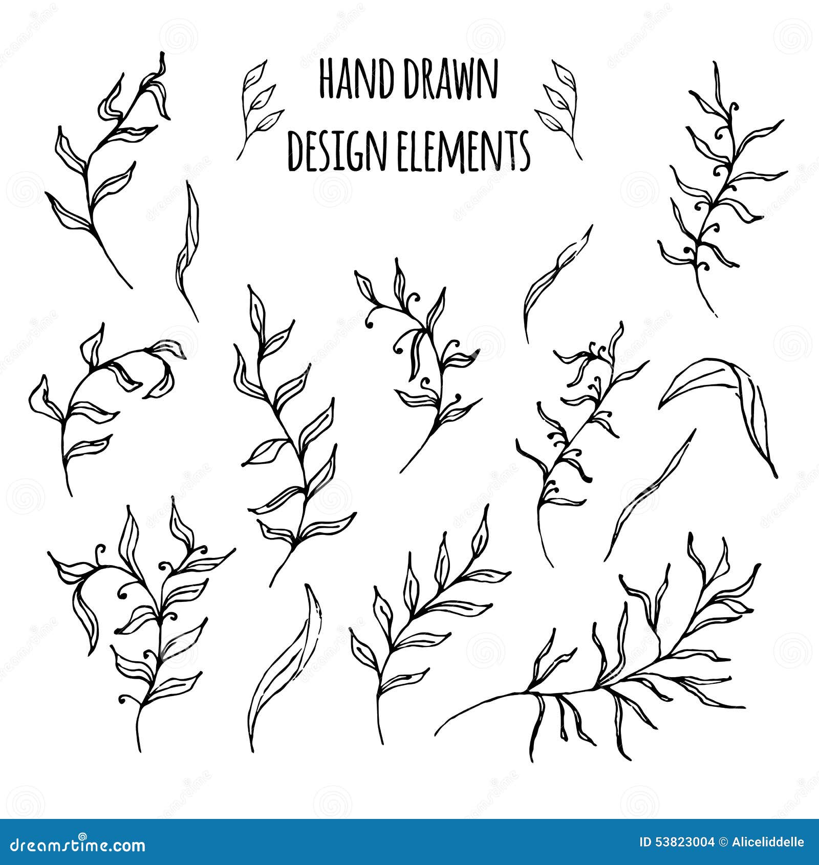 Set of Hand Drawn Design Elements. Vector Stock Vector - Illustration ...