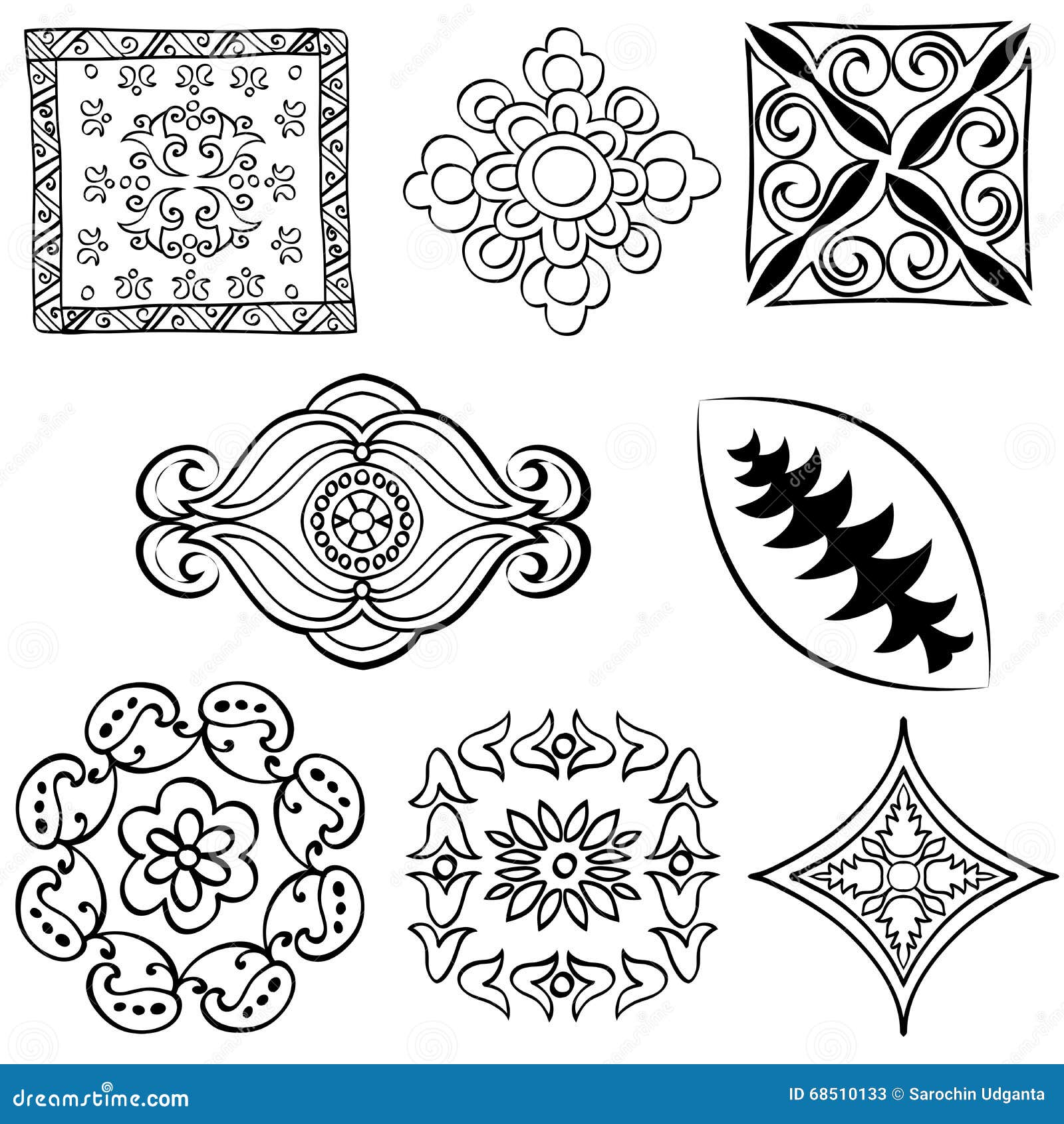 Set Hand drawn design stock vector. Illustration of elements - 68510133