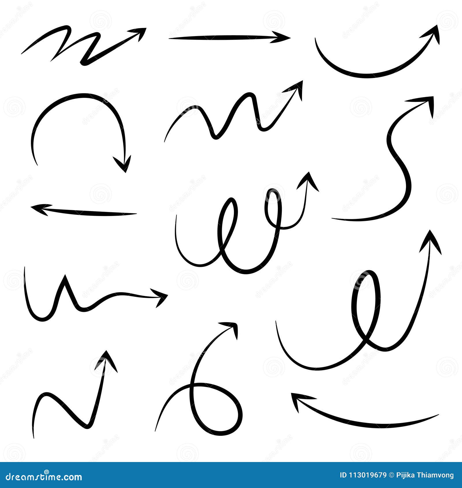 Set of Hand Drawn Different Arrow. Doodle Style. Stock Vector ...