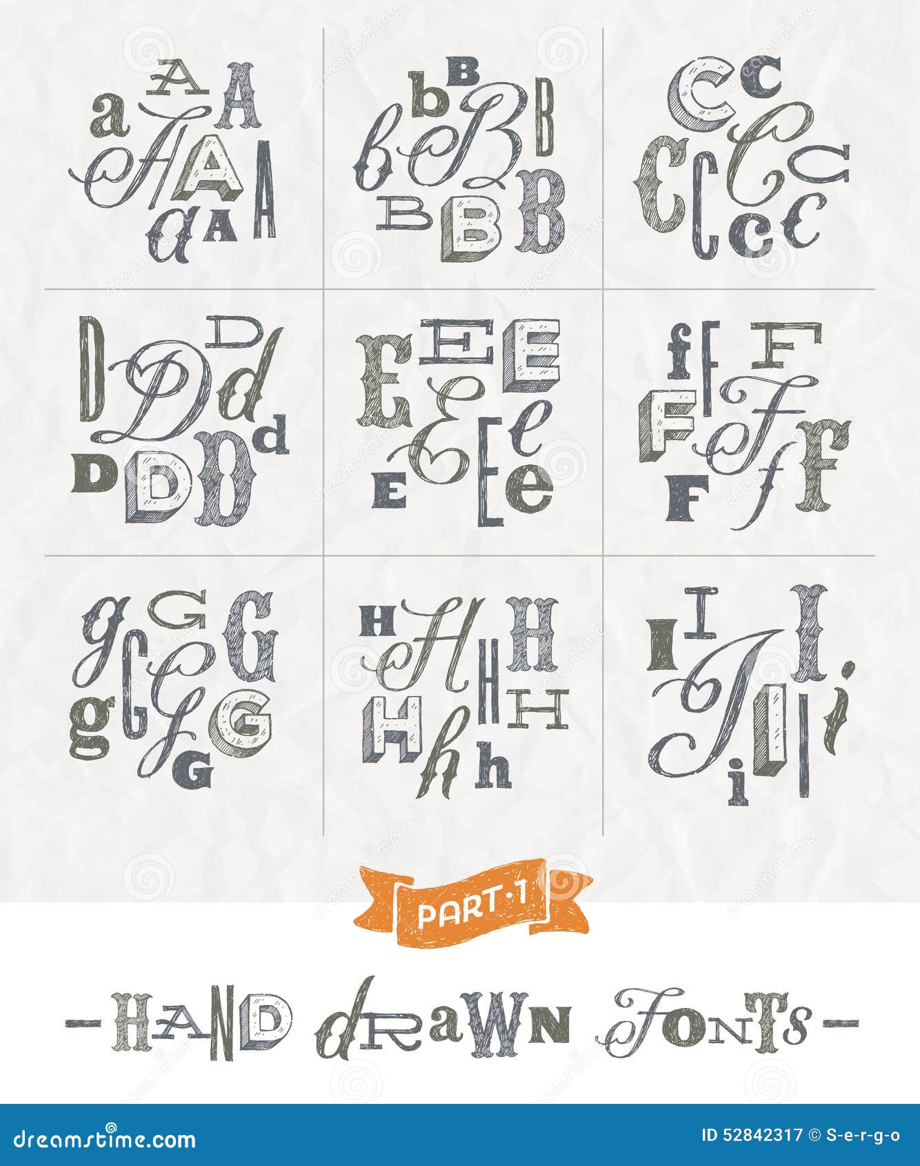 Set of Hand Drawn Different Fonts Stock Vector - Illustration of sketch ...