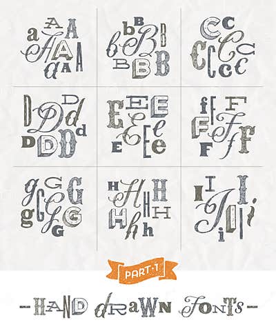 Set of Hand Drawn Different Fonts Stock Vector - Illustration of sketch ...