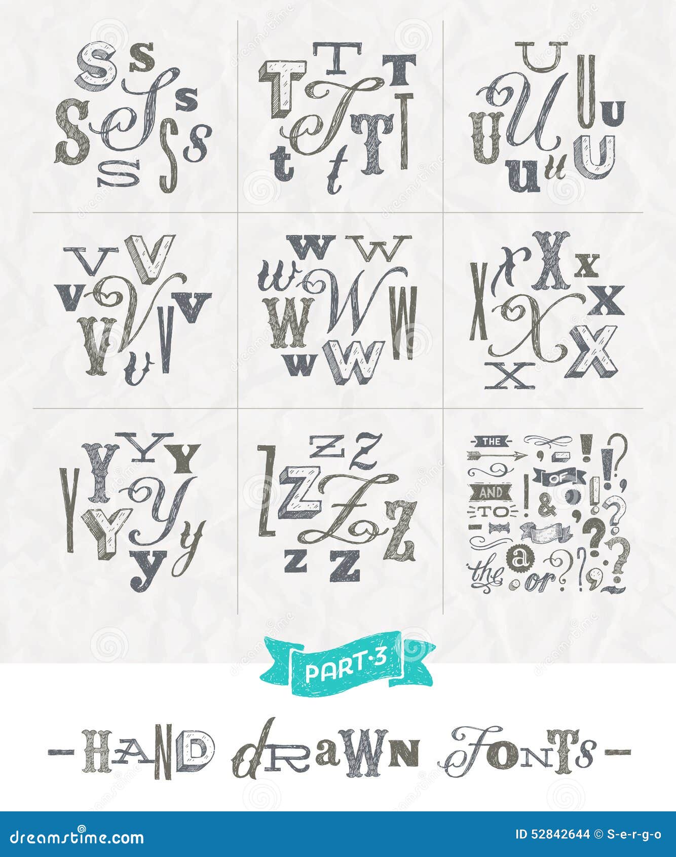 Set of Hand Drawn Different Fonts Stock Vector - Illustration of ...