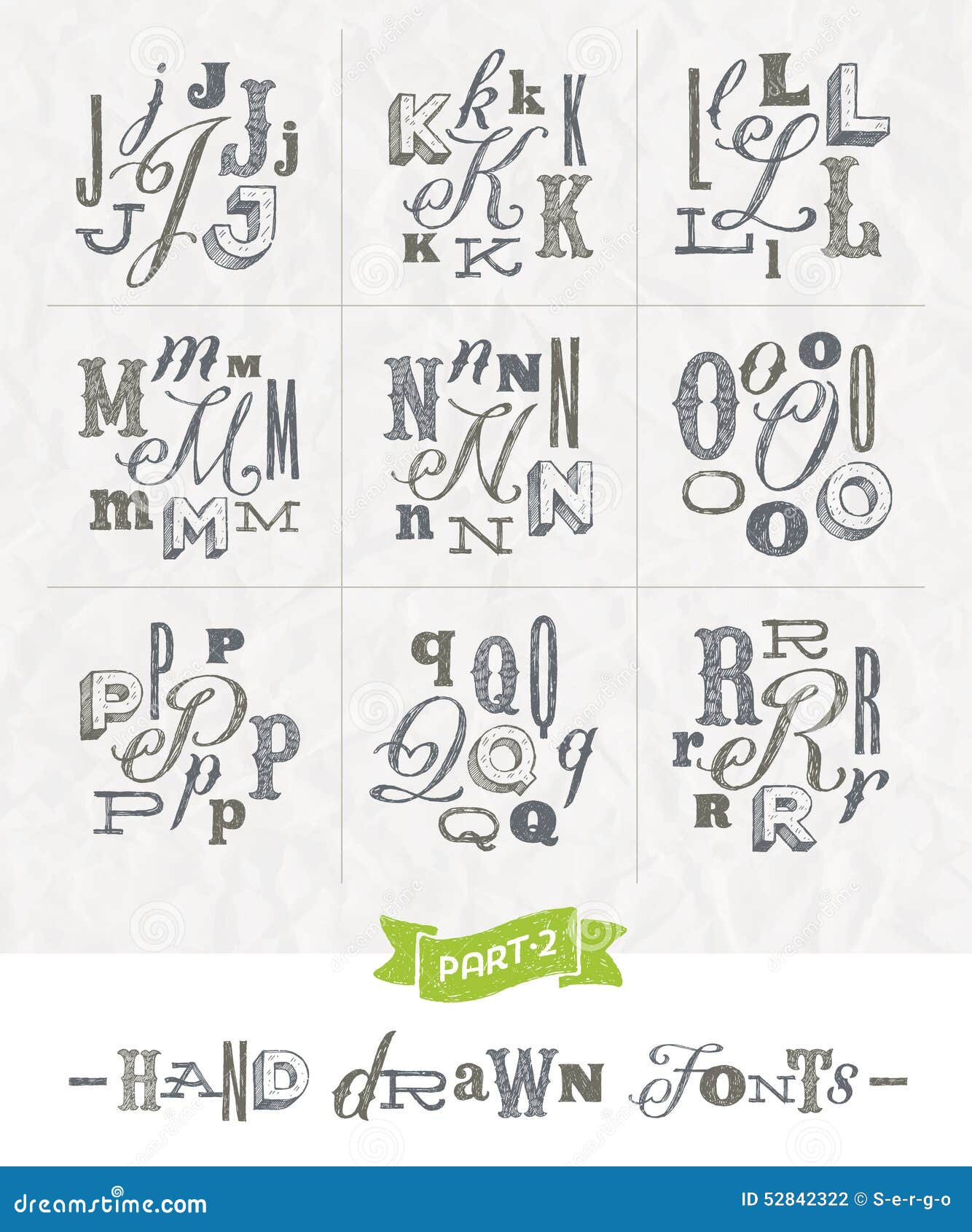 Set of Hand Drawn Different Fonts Stock Vector - Illustration of ...