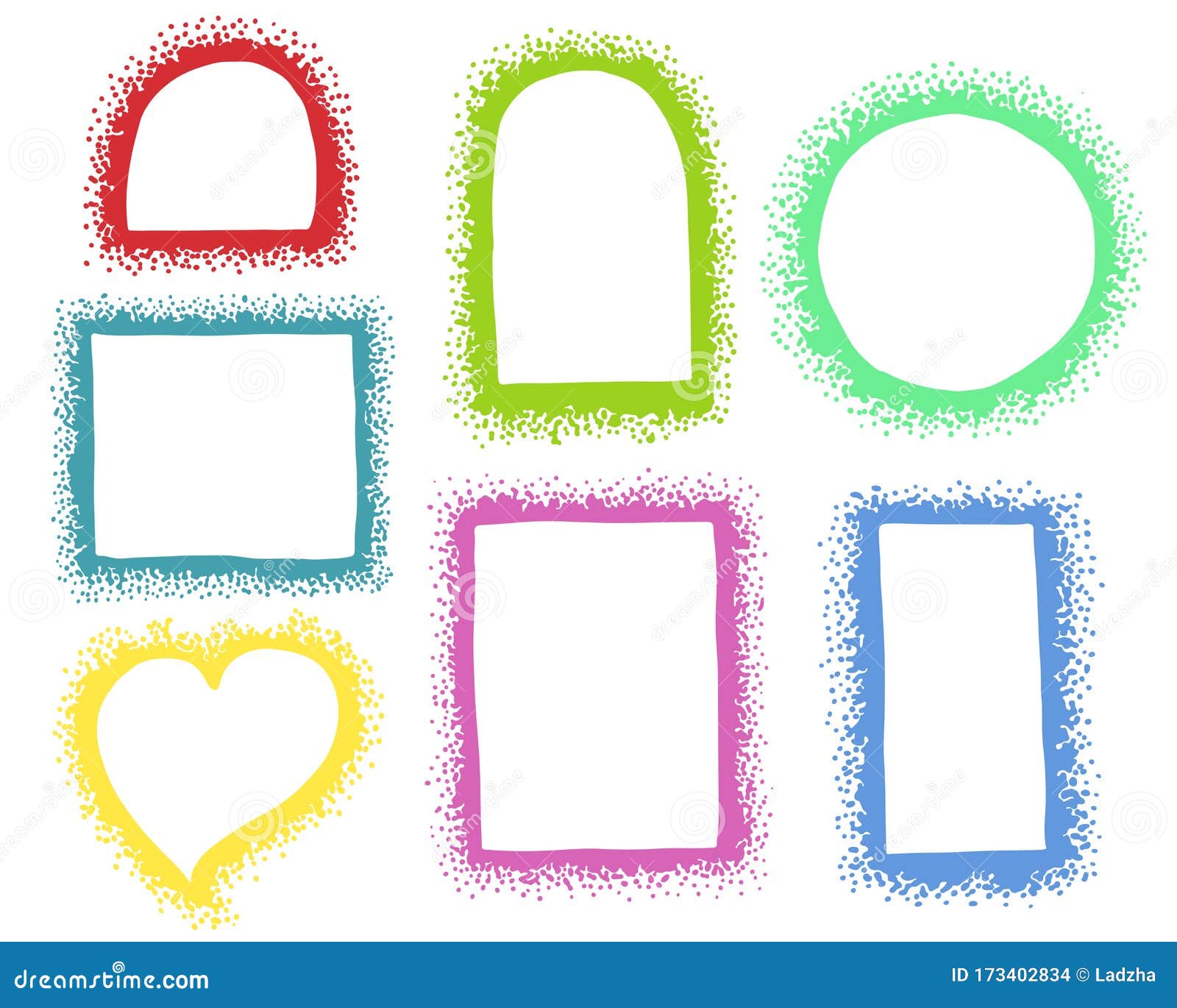 A Set of Hand-drawn Different Vector Frames Made of Dots. Stock Vector ...