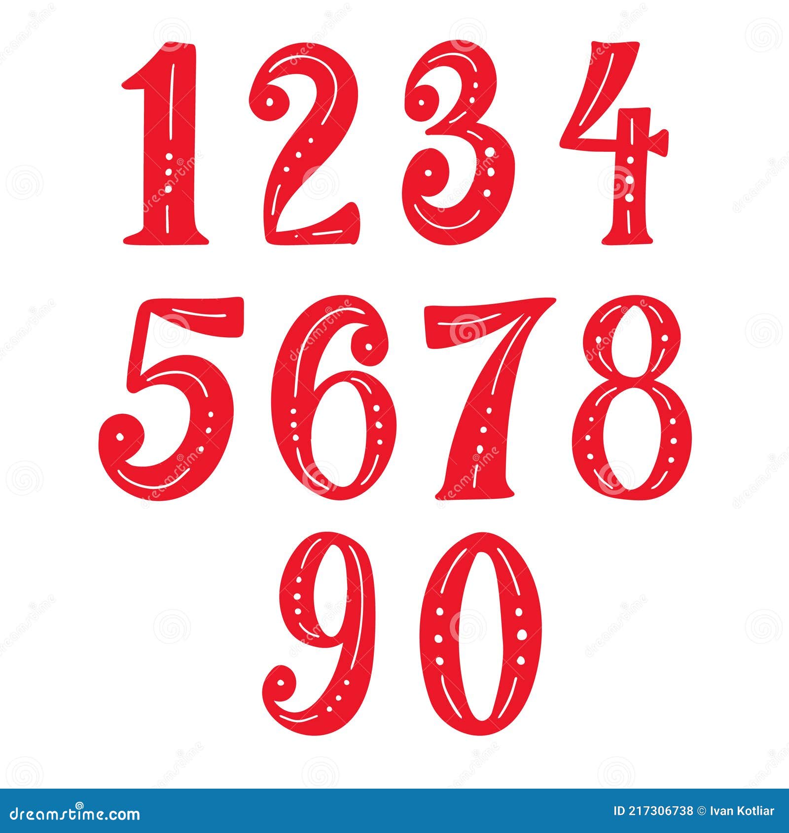 Set of Hand Drawn Digits. Design Element for Poster, Card, Banner, Sign ...