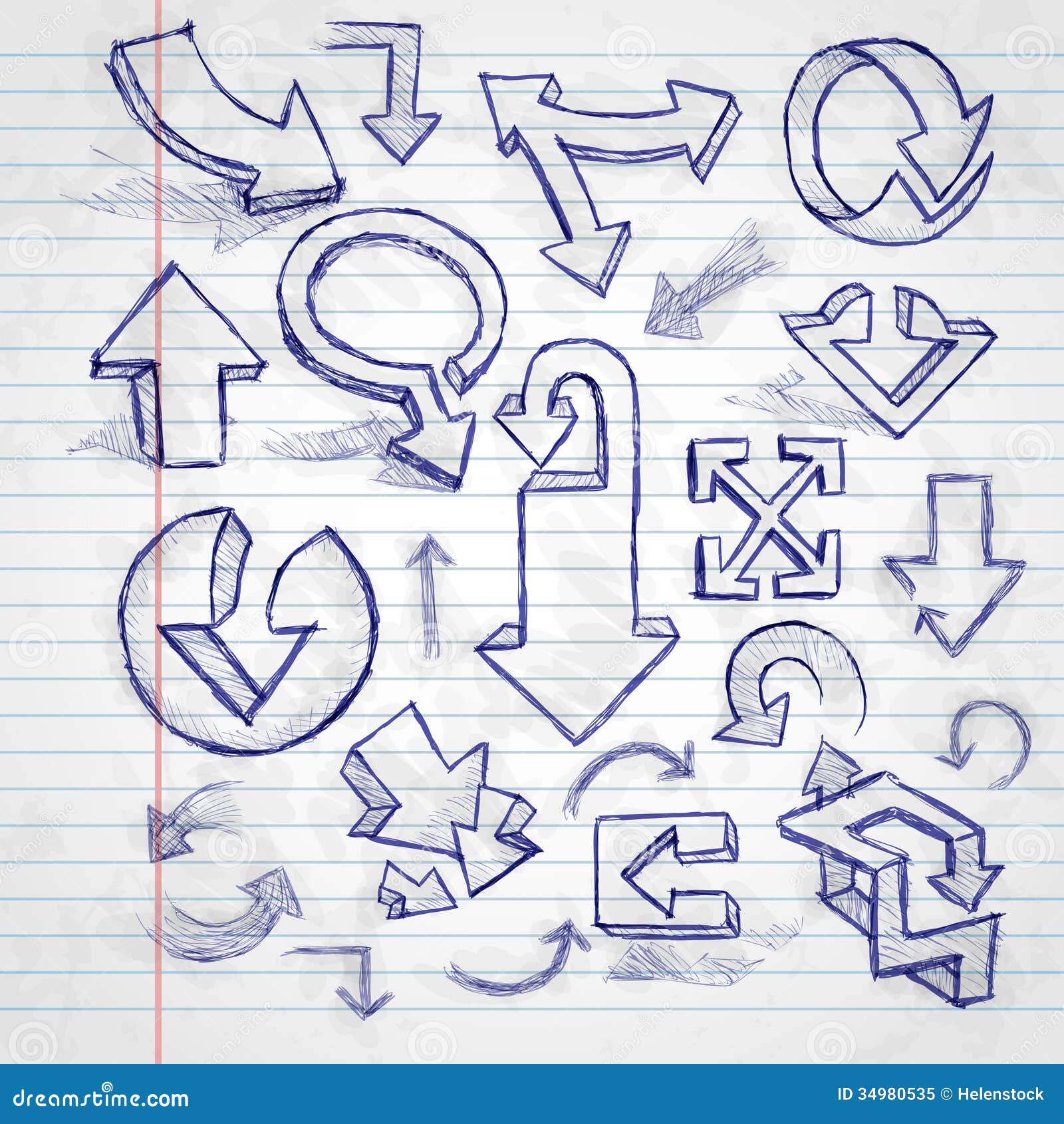 Set of Hand Drawn Doodle Arrows. Stock Vector - Illustration of arrows ...