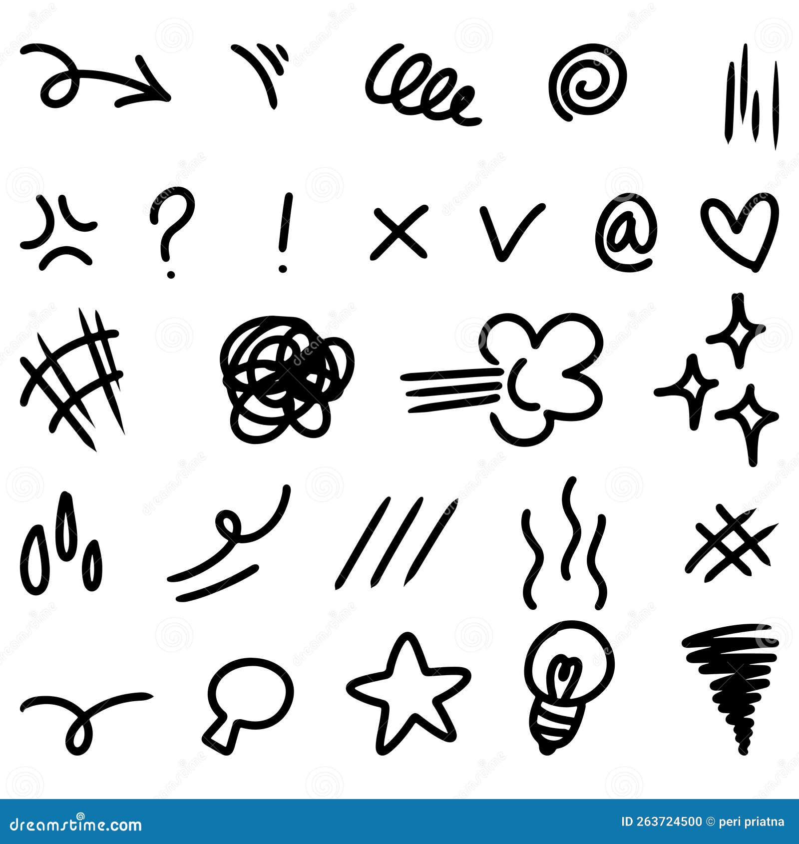 Set of Hand Drawn Doodle Elements for Concept Design Isolated on White ...