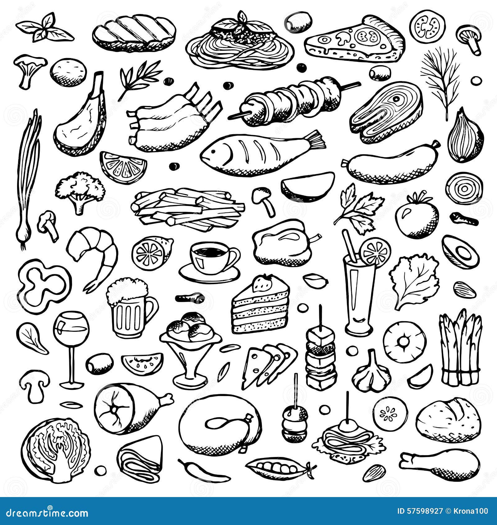 Set Hand Drawn Doodle Food and Drink Elements Stock Vector ... Set Hand Drawn Doodle Food and Drink Elements Stock Vector ...
