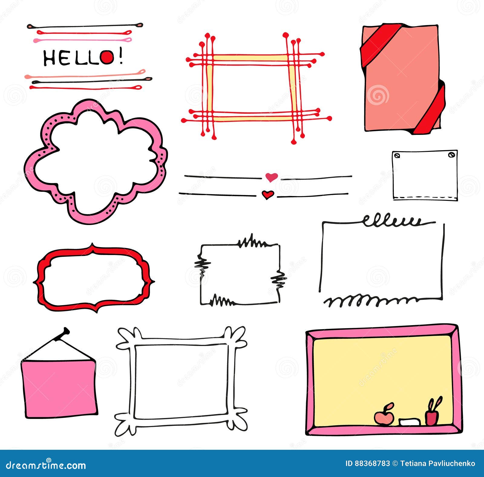 Set of Hand Drawn Doodle Frames,paper Notes in Vector. Cartoon S Stock ...