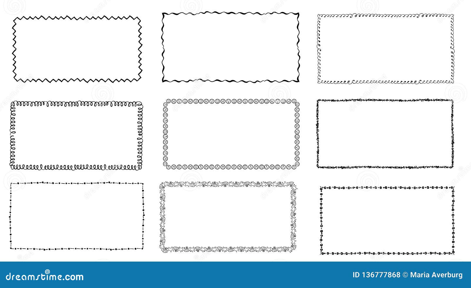 Set of Hand-drawn Doodle Frames. Sketch Borders Stock Vector ...
