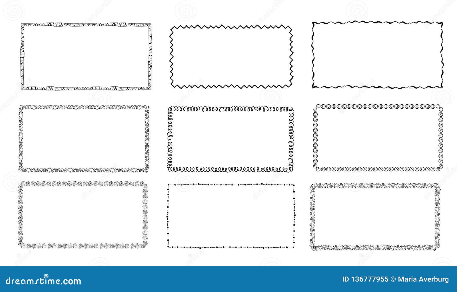 Sketch Borders Ornamental Dividers. Hand Drawn Doodle. Design Element ...