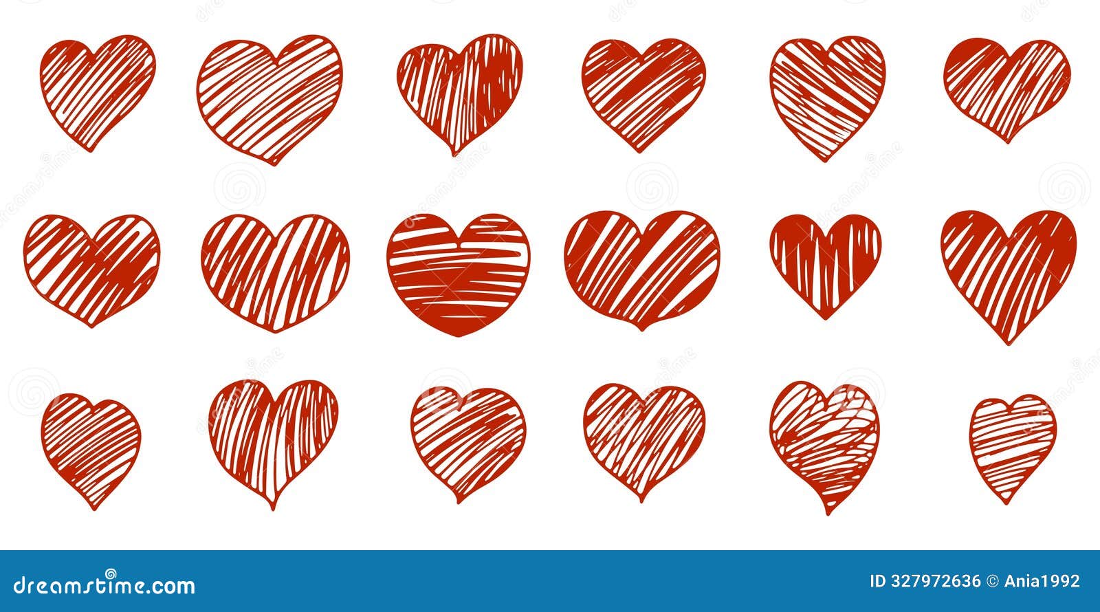 Set of Hand Drawn Doodle Heart. Vector Illustration Stock Vector ...