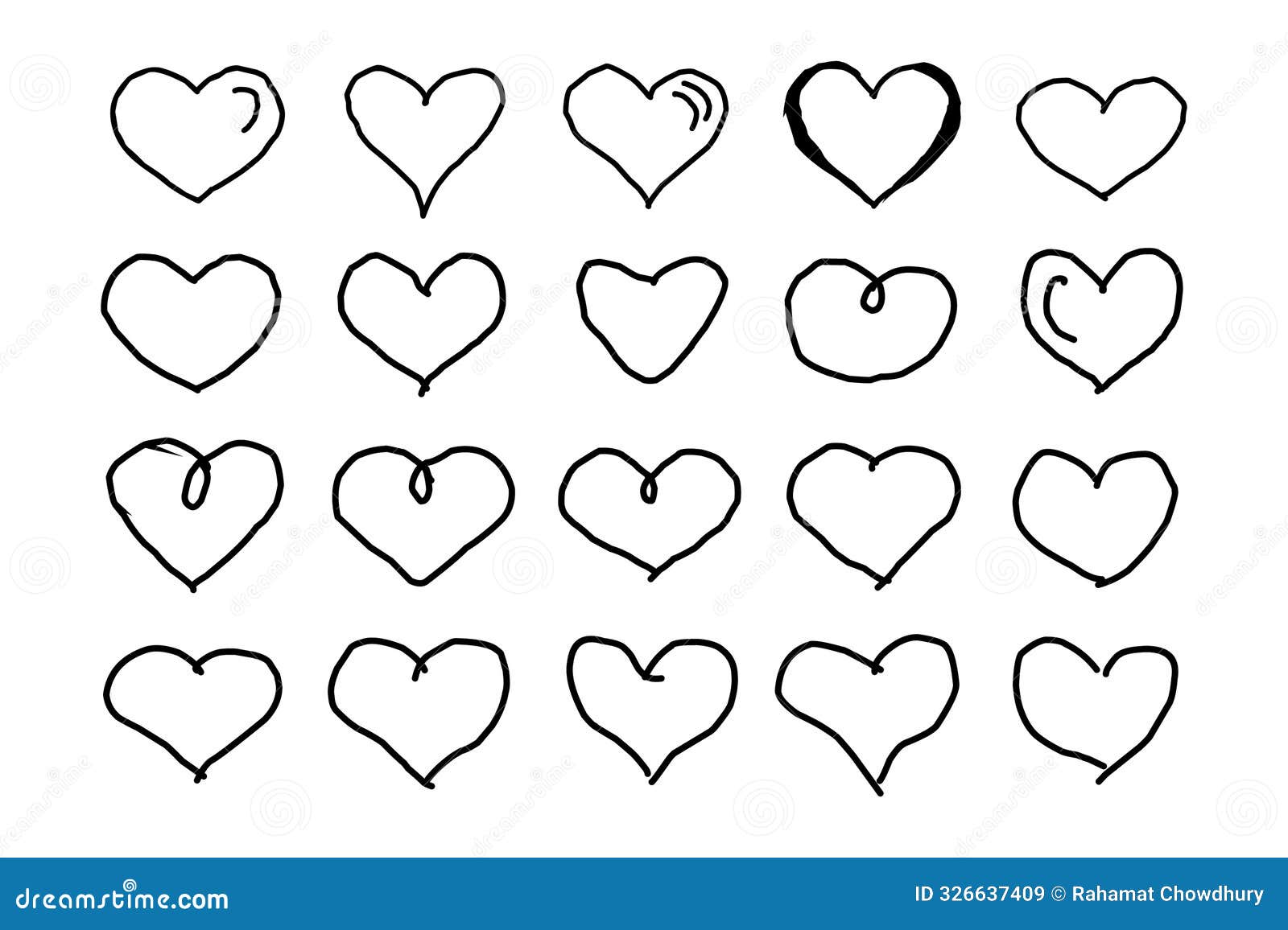 Set of Hand-drawn Doodle Heart Vector Illustration Stock Vector ...