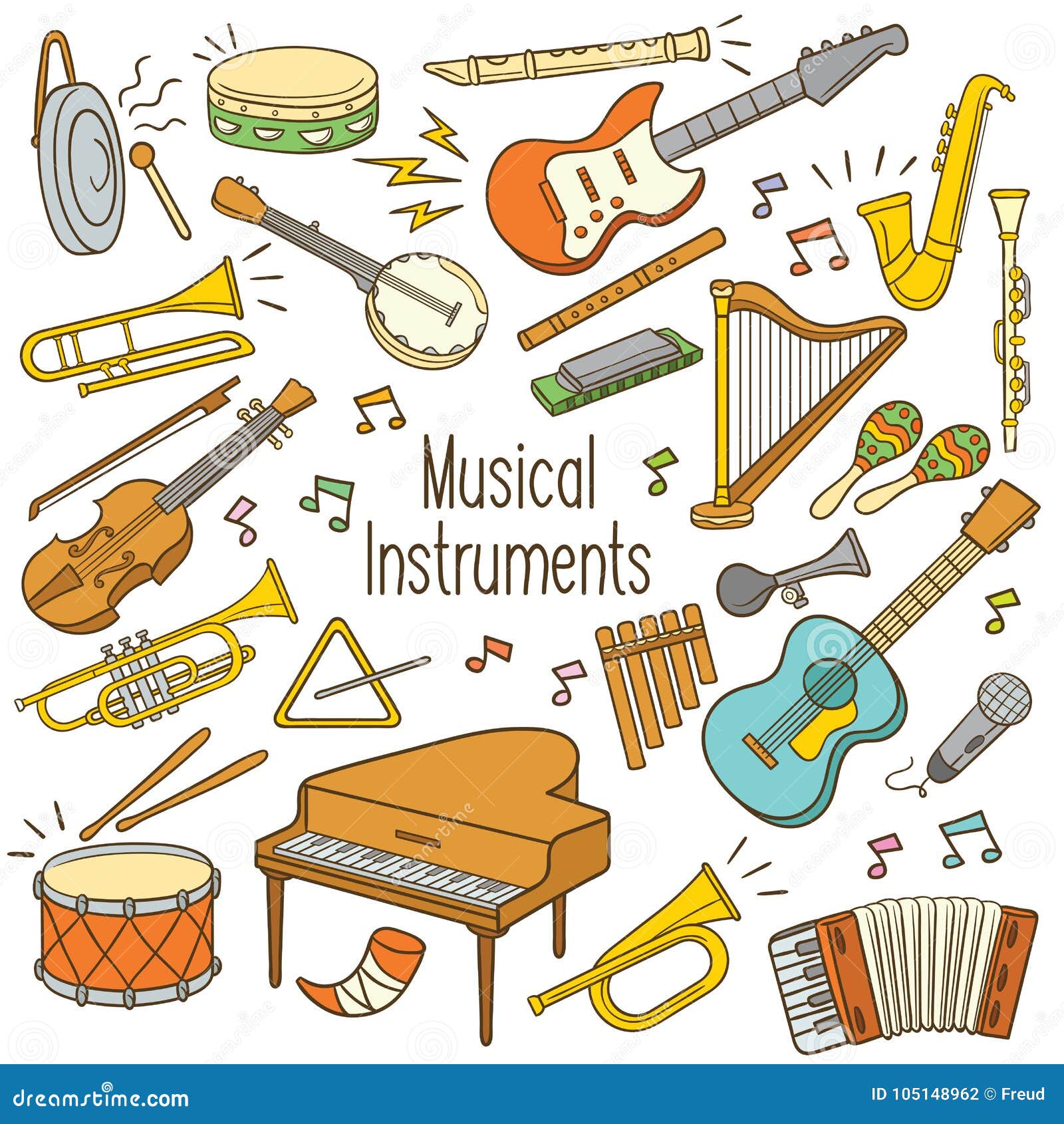 Doodle musical instruments stock vector. Illustration of outline ... Doodle musical instruments stock vector. Illustration of outline ...