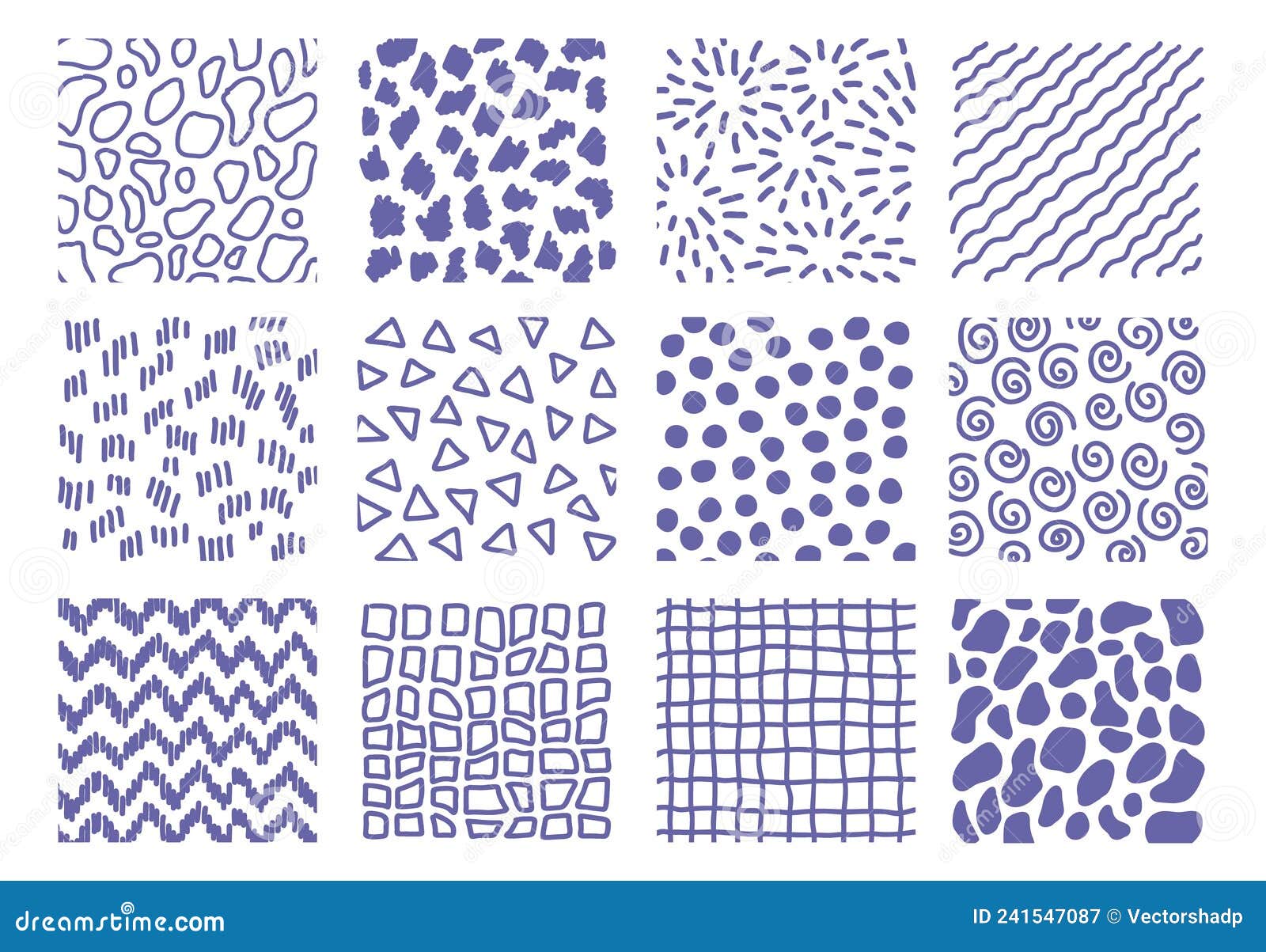 Set of Hand Drawn Doodle Sketch Texture Elements. Trendy Colors ...