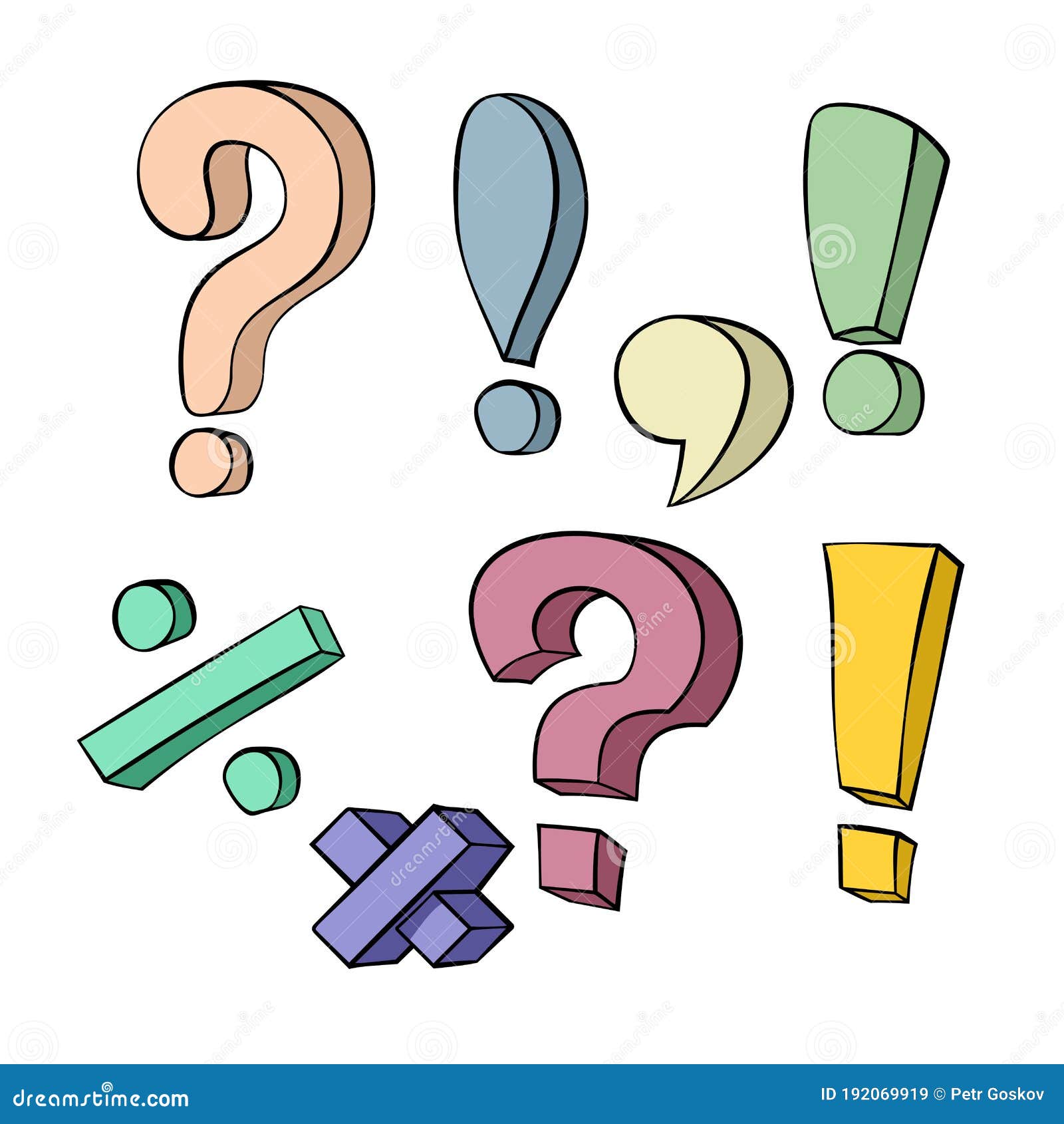 Set of Hand Drawn Punctuation Marks Stock Vector - Illustration of ...