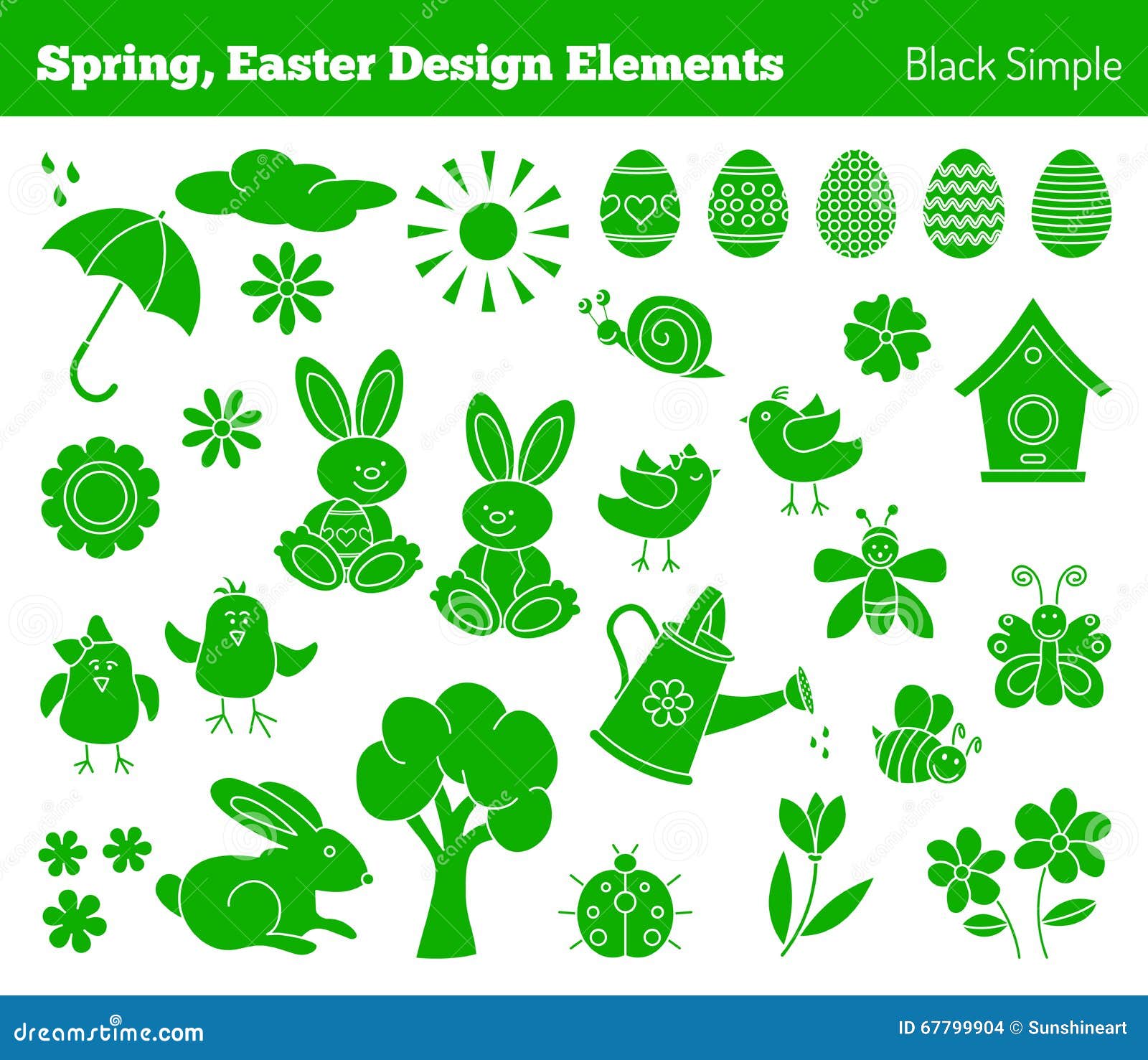 Set of Hand Drawn Easter Design Elements Stock Vector - Illustration of ...