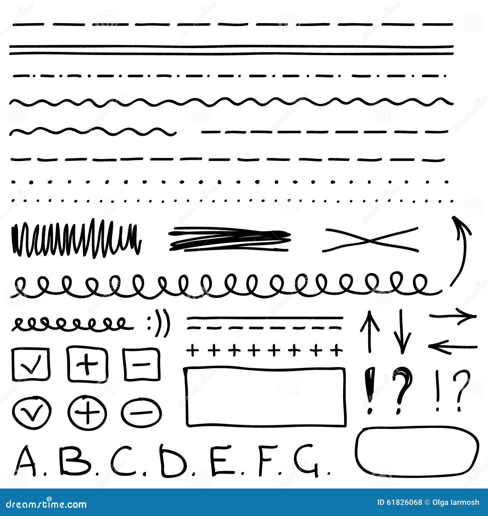 Set of Hand Drawn Elements for Select and Edit Text. Stock Illustration ...
