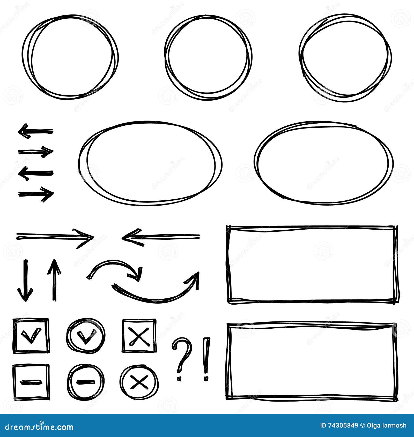 Set of Hand Drawn Elements for Selecting Text. Stock Vector ...