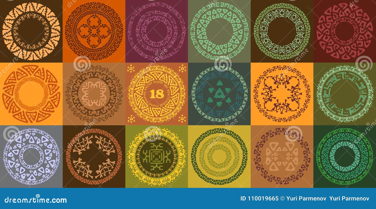 Set of Hand Drawn Ethnic Circle Frames. Round Labels with Ornamental ...