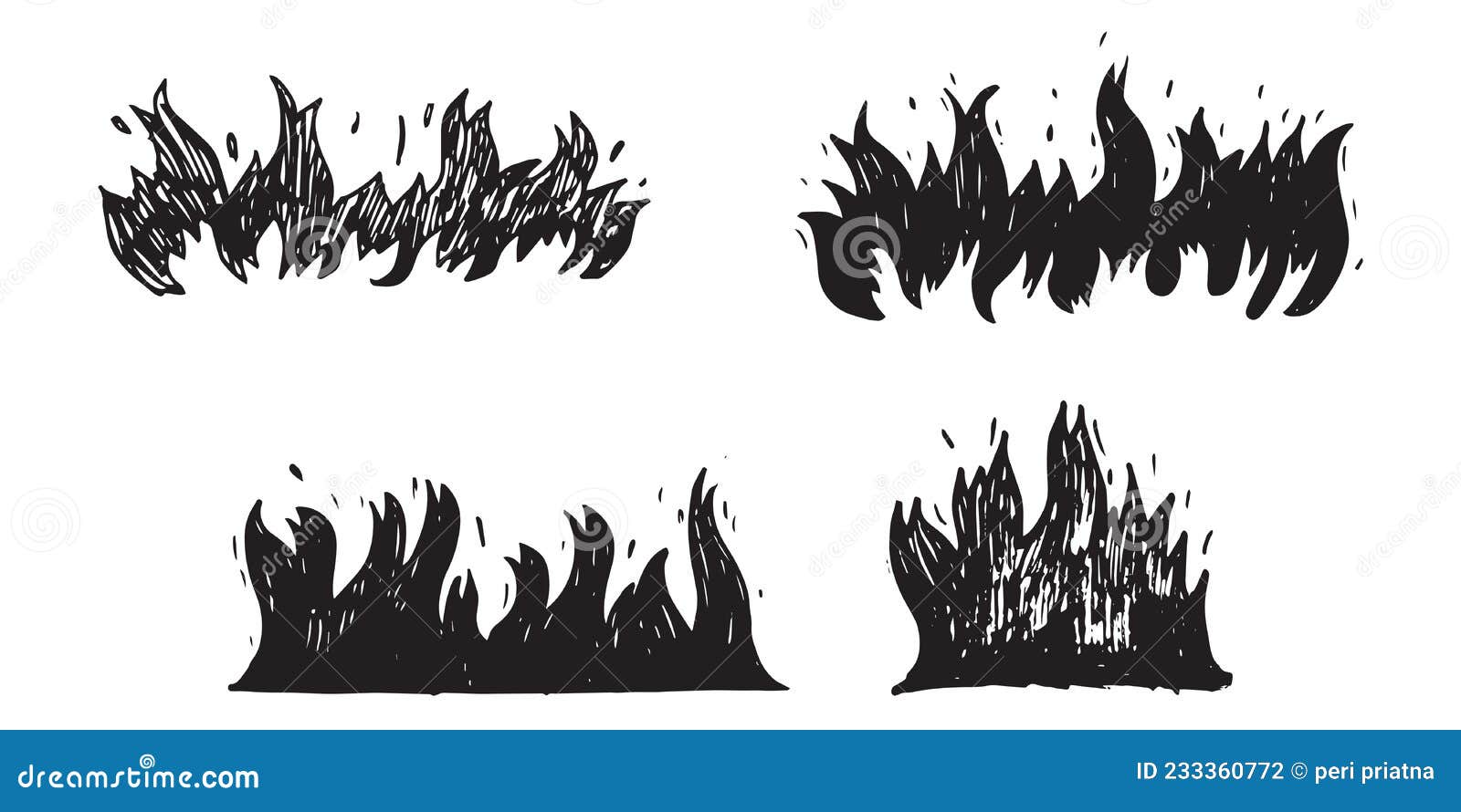 Drawn Fire From The Flamethrower On The Dark Background Vector ...