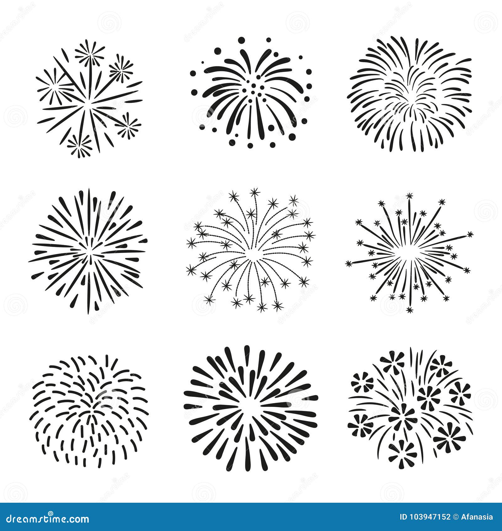 Set of Hand Drawn Fireworks Isolated on White Background. Stock Vector ... Set of Hand Drawn Fireworks Isolated on White Background. Stock Vector ...
