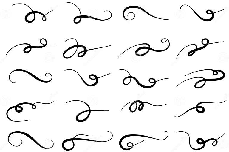 Set of Hand Drawn Flourish Elements Stock Vector - Illustration of ...