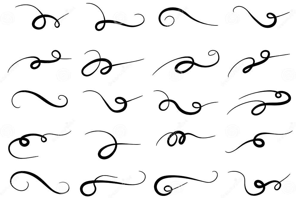 Set of Hand Drawn Flourish Elements Stock Vector - Illustration of ...