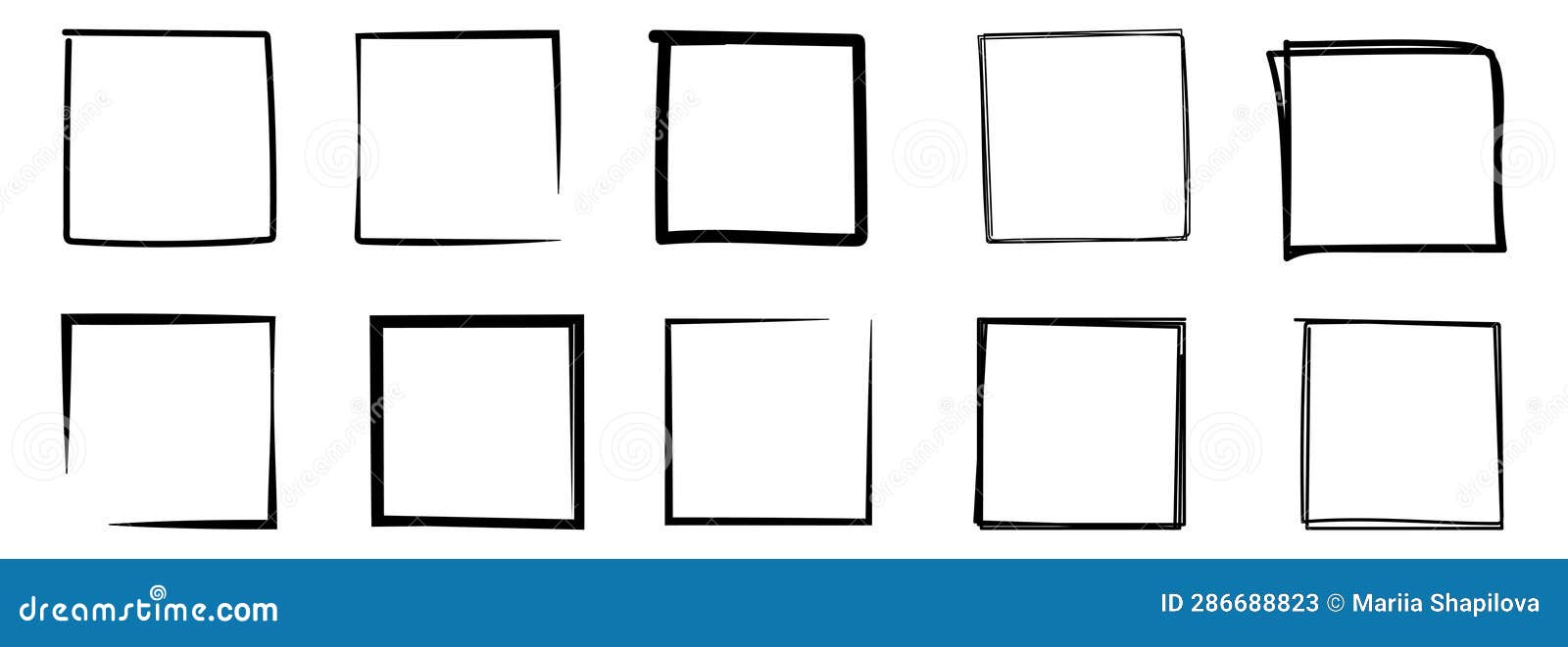 Set of Hand Drawn Frames of Squares Stock Vector - Illustration of ...