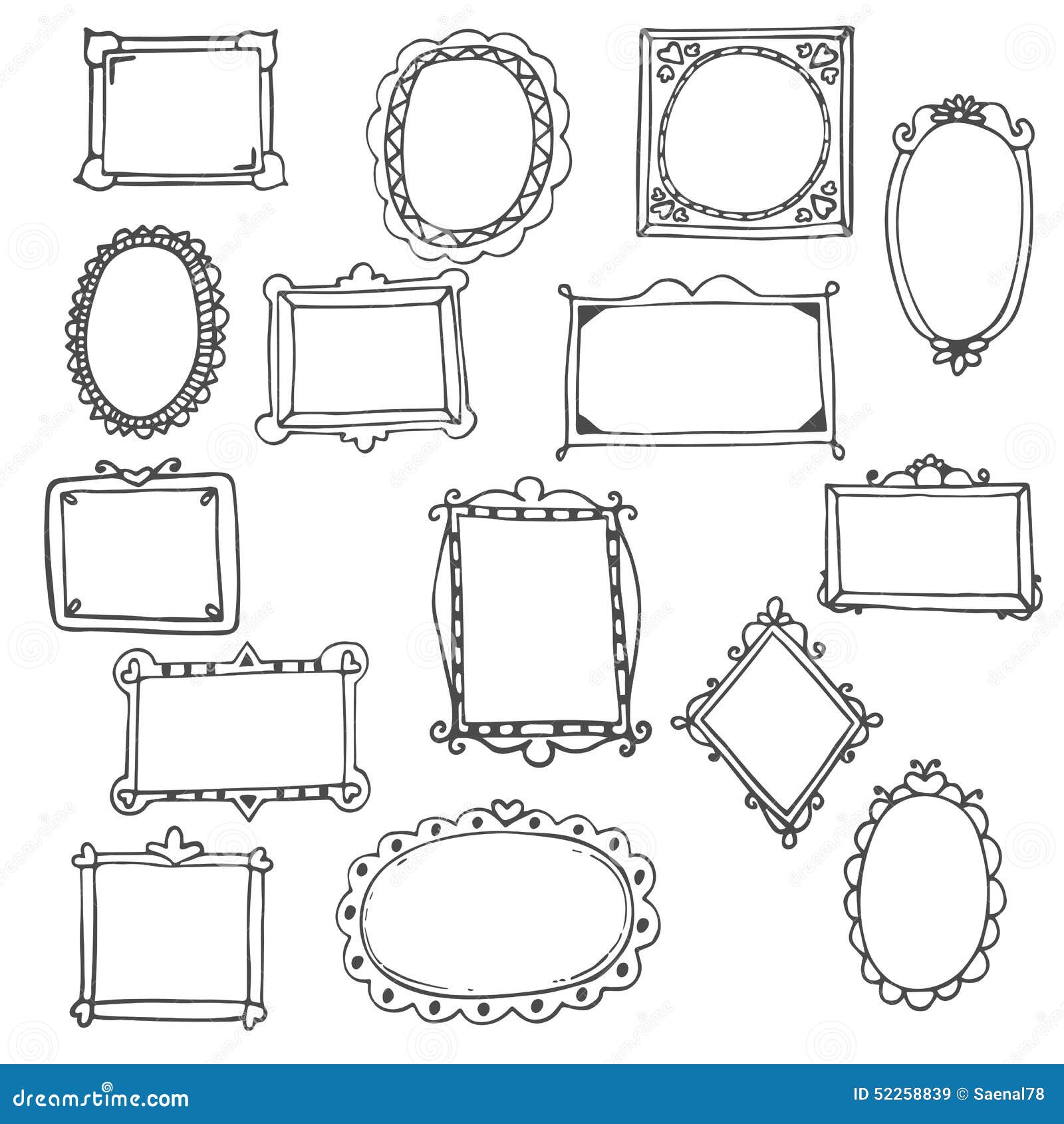Set of hand drawn frames stock vector. Illustration of curl - 52258839