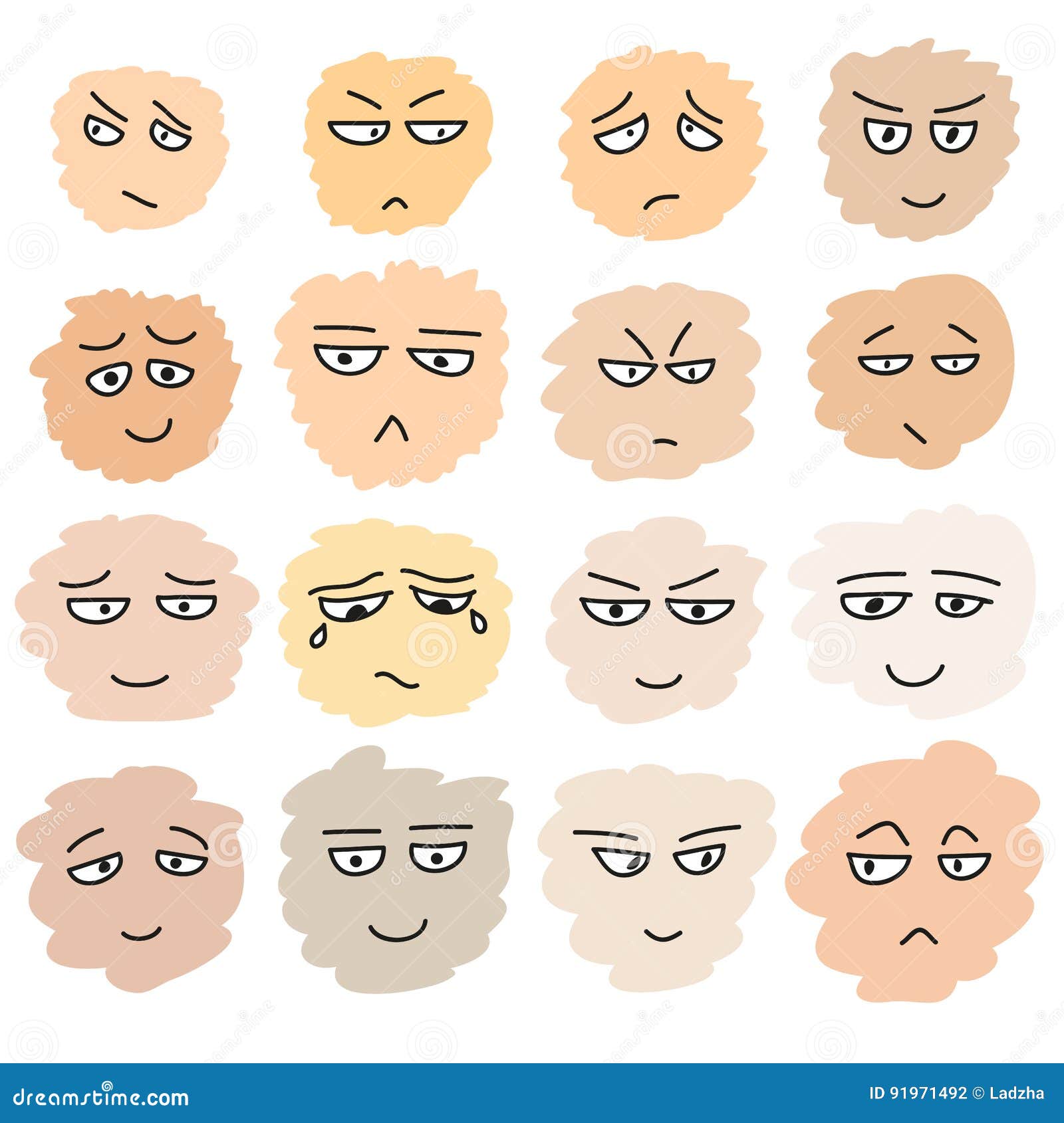 Set of Hand Drawn Funny Faces. Stock Vector - Illustration of drawing ...