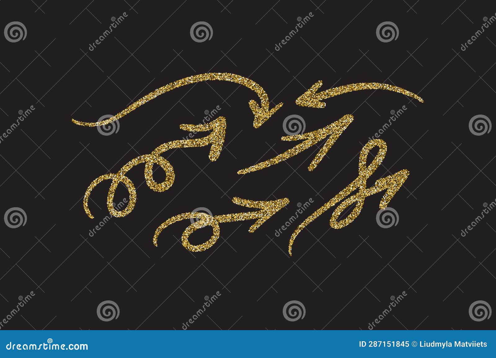 Set of Hand Drawn Glitter Gold Arrows. Stock Illustration ...