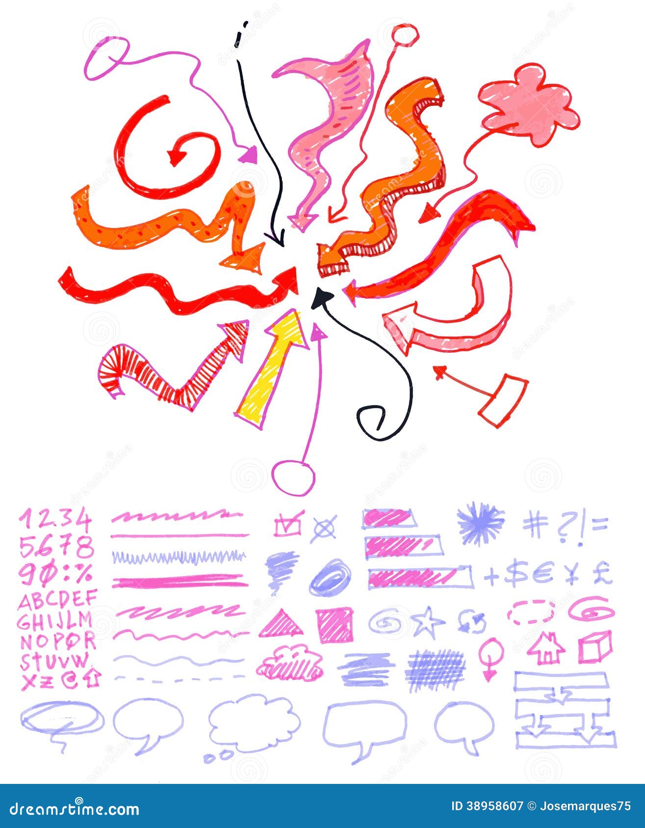 Set of Hand Drawn Graphic Signs. Stock Vector - Illustration of ...