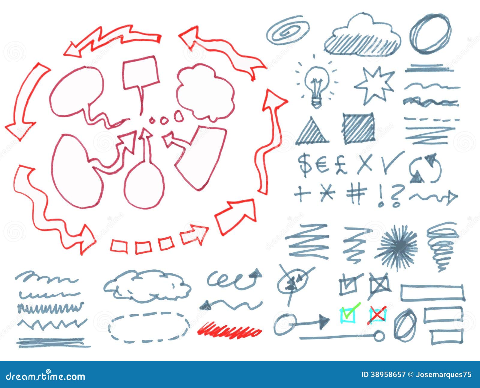 Set of Hand Drawn Graphic Signs. Stock Vector - Illustration of cloud ...