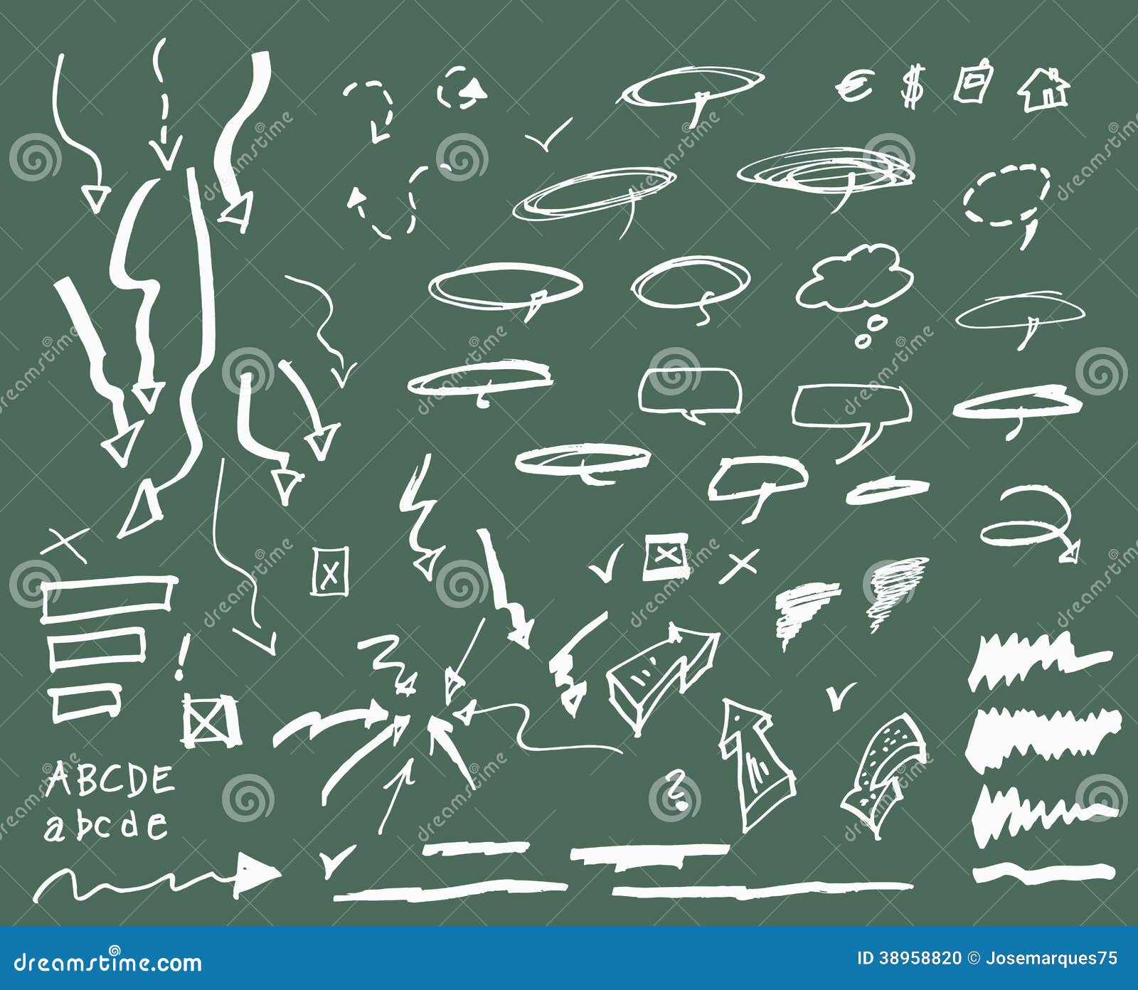 Set of Hand Drawn Graphic Signs. Stock Vector - Illustration of dashed ...