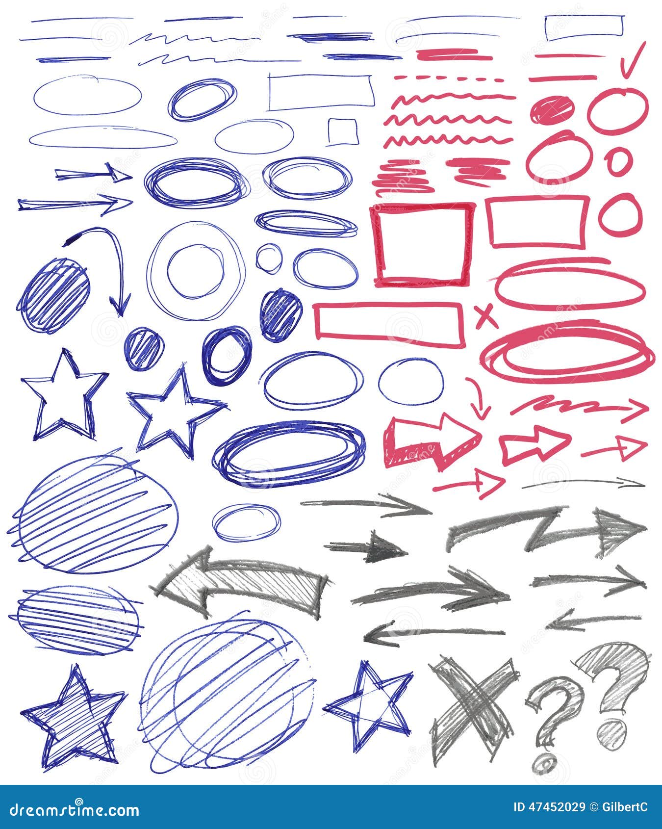 Set of Hand Drawn Graphic Signs. Stock Vector - Illustration of felt ...