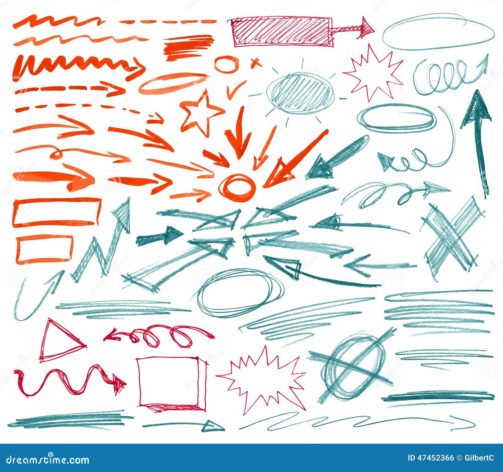 Set of Hand Drawn Graphic Signs. Stock Vector - Illustration of dash ...