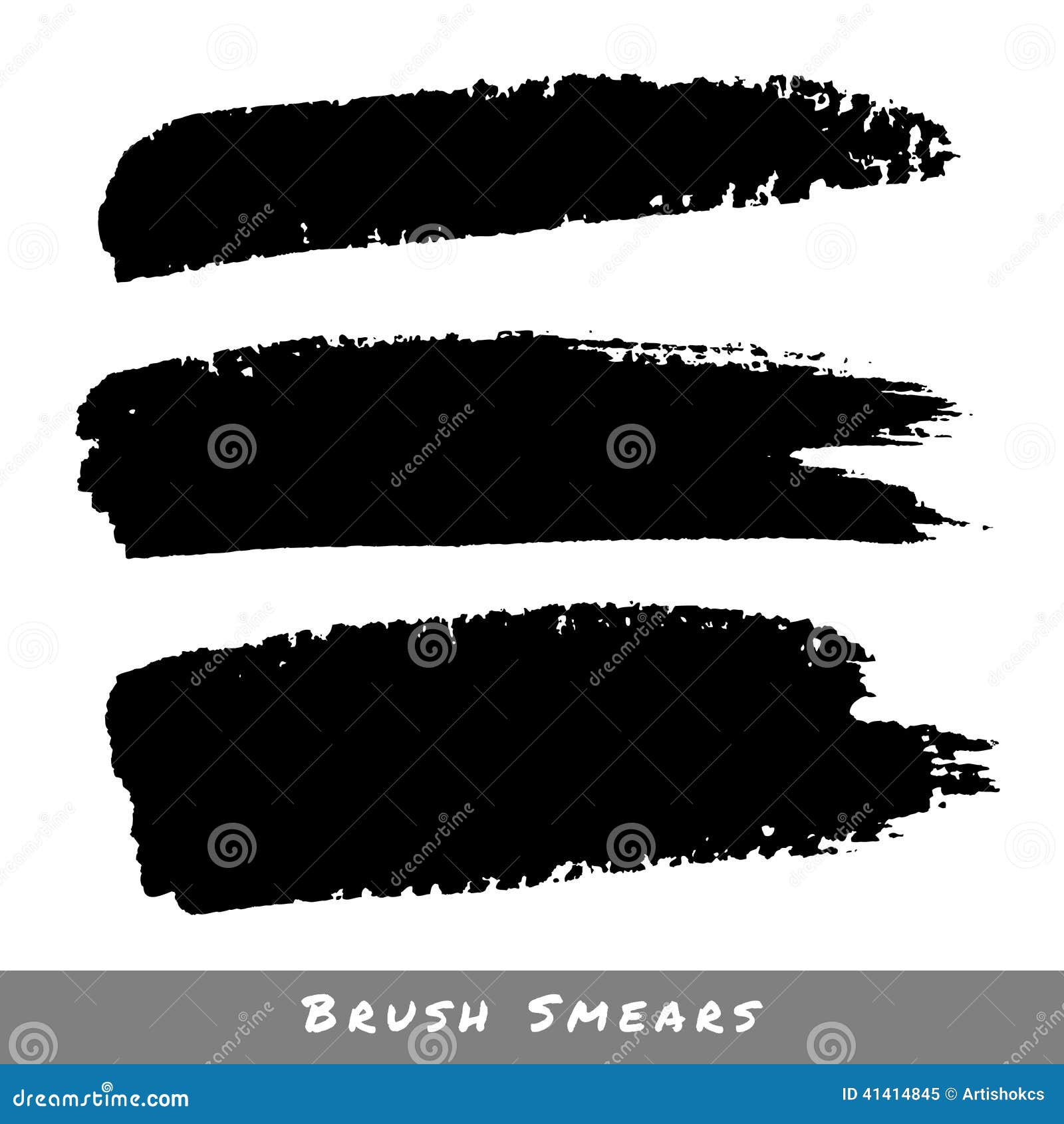 Set of Hand Drawn Grunge Brush Smears Stock Vector - Illustration of ...