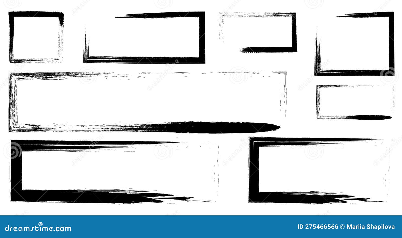 Set of Hand Drawn Grunge Sketched Frames Stock Vector - Illustration of ...