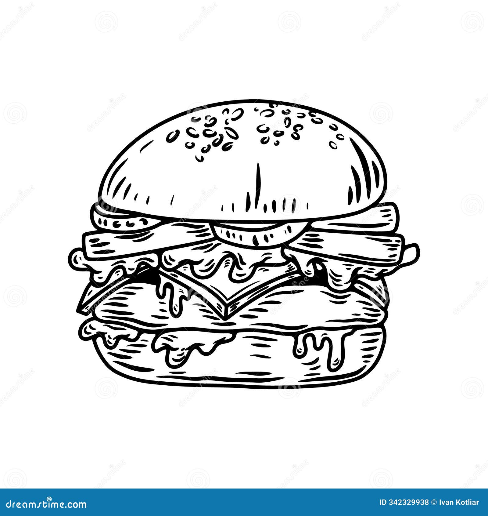 Set of Hand Drawn Hamburger, Burger. Set of Doodle Style Hamburger ...