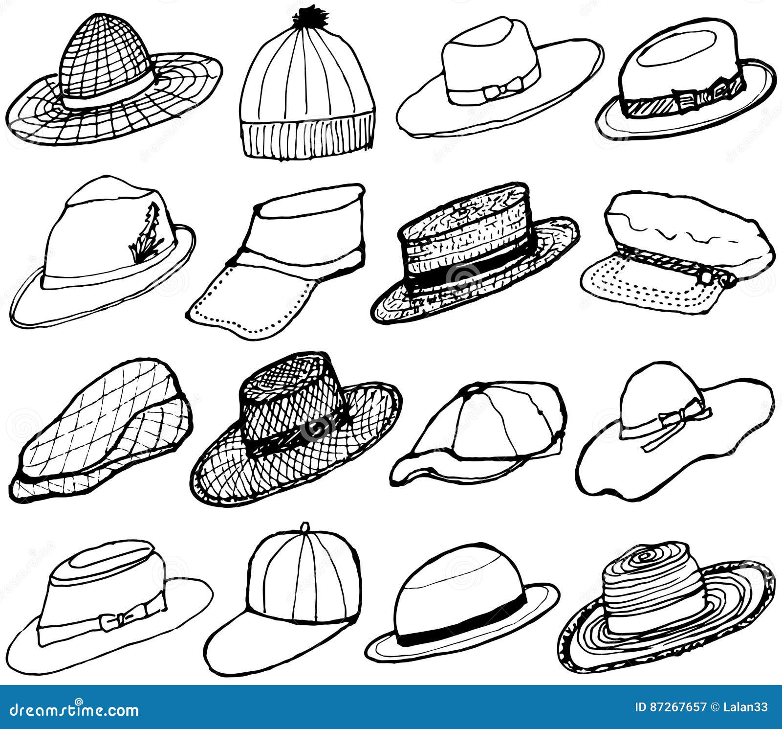 Hats Collection, Vector Sketch Illustration. | CartoonDealer.com #130681619