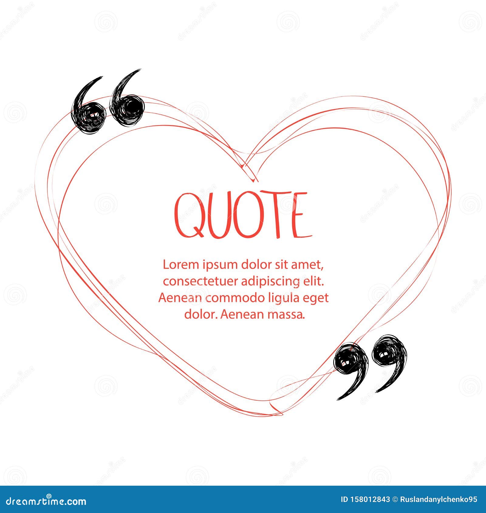 Set of Hand Drawn Heart Line Boxes. Doodle Style. Quote, Commas ...