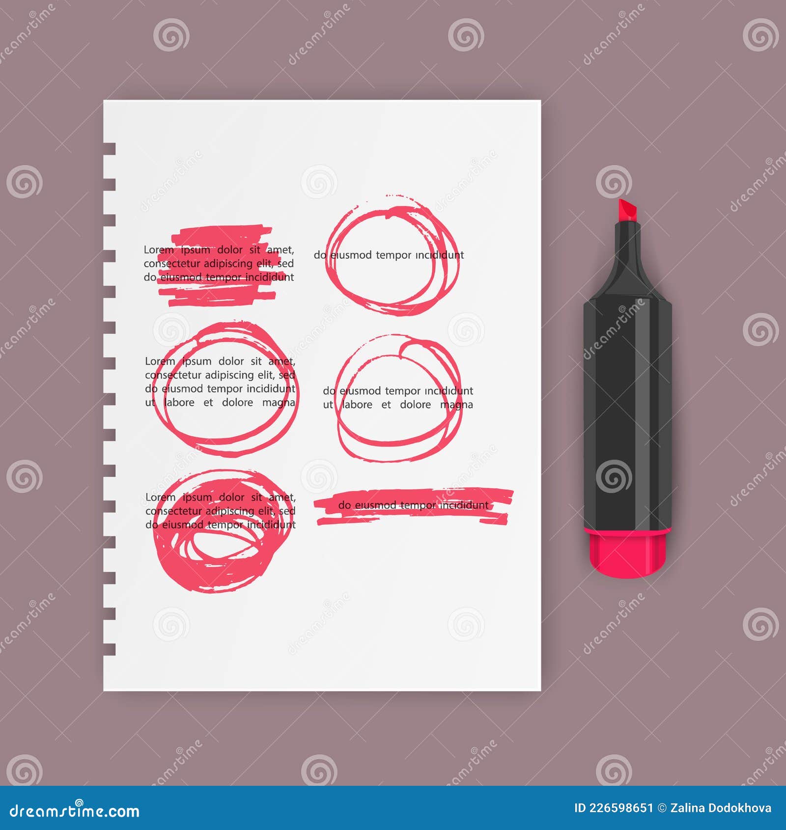 Set Of Hand Drawn Highlighter Design Elements Marks Stripes And Strokes Can Be Used For Text