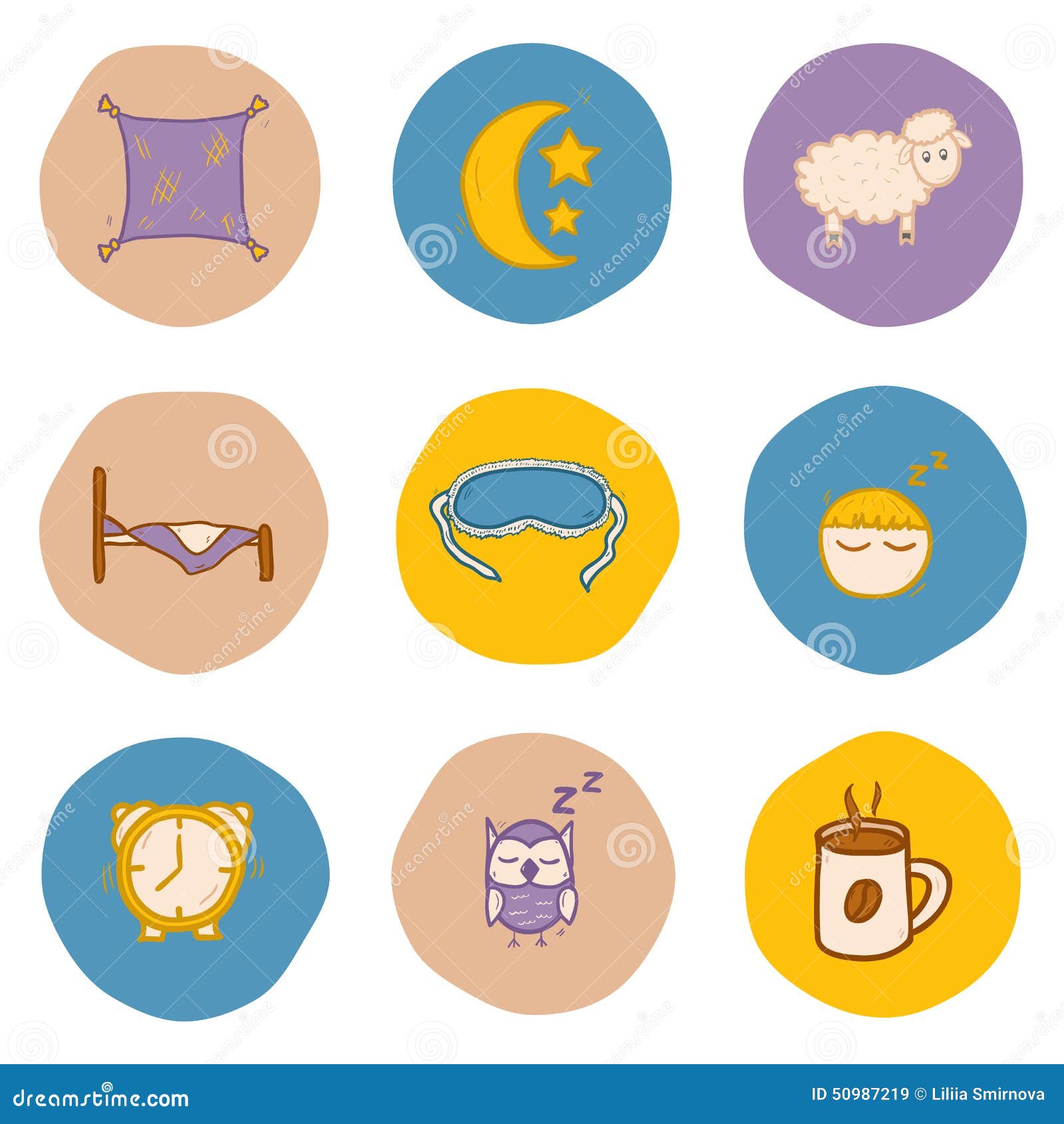 Set Hand Drawn Icons Sleep Theme Stock Illustrations – 4 Set Hand Drawn ...