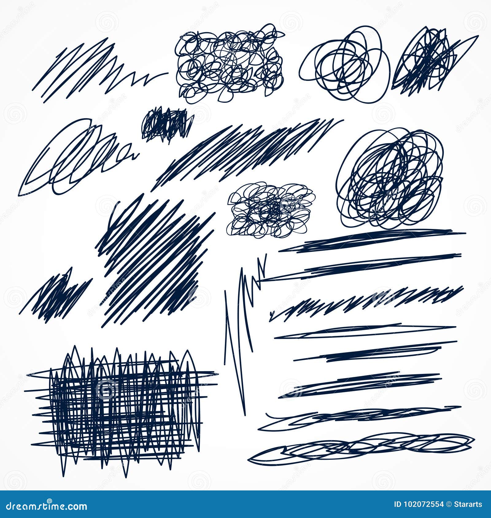 Set of Hand Drawn Ink Pen Scribbles Stock Vector - Illustration of ...