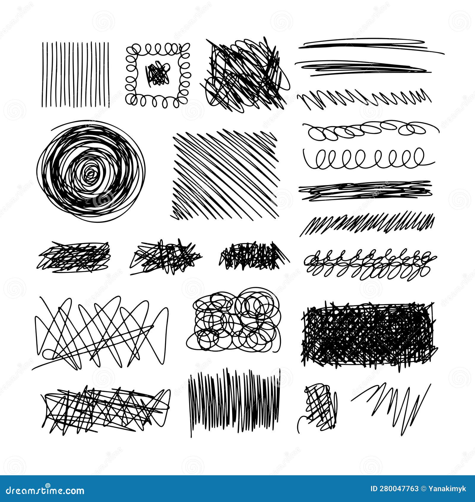 Set of Hand Drawn Ink Pen Scribbles Stock Vector - Illustration of ...