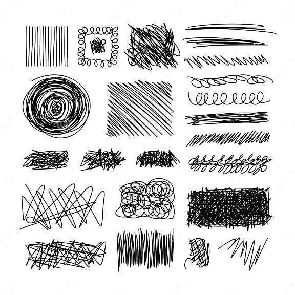 Set of Hand Drawn Ink Pen Scribbles Stock Vector - Illustration of ...